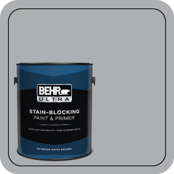 BEHR ULTRA 1 gal. #N500-3 Tin Foil Satin Enamel Exterior Paint & Primer ...