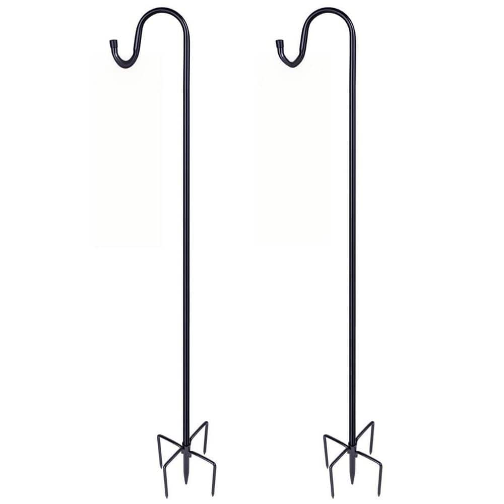 OGETFUUR 2-Piece 45 in. Black Metal Heavy Duty Adjustable Shepherd ...