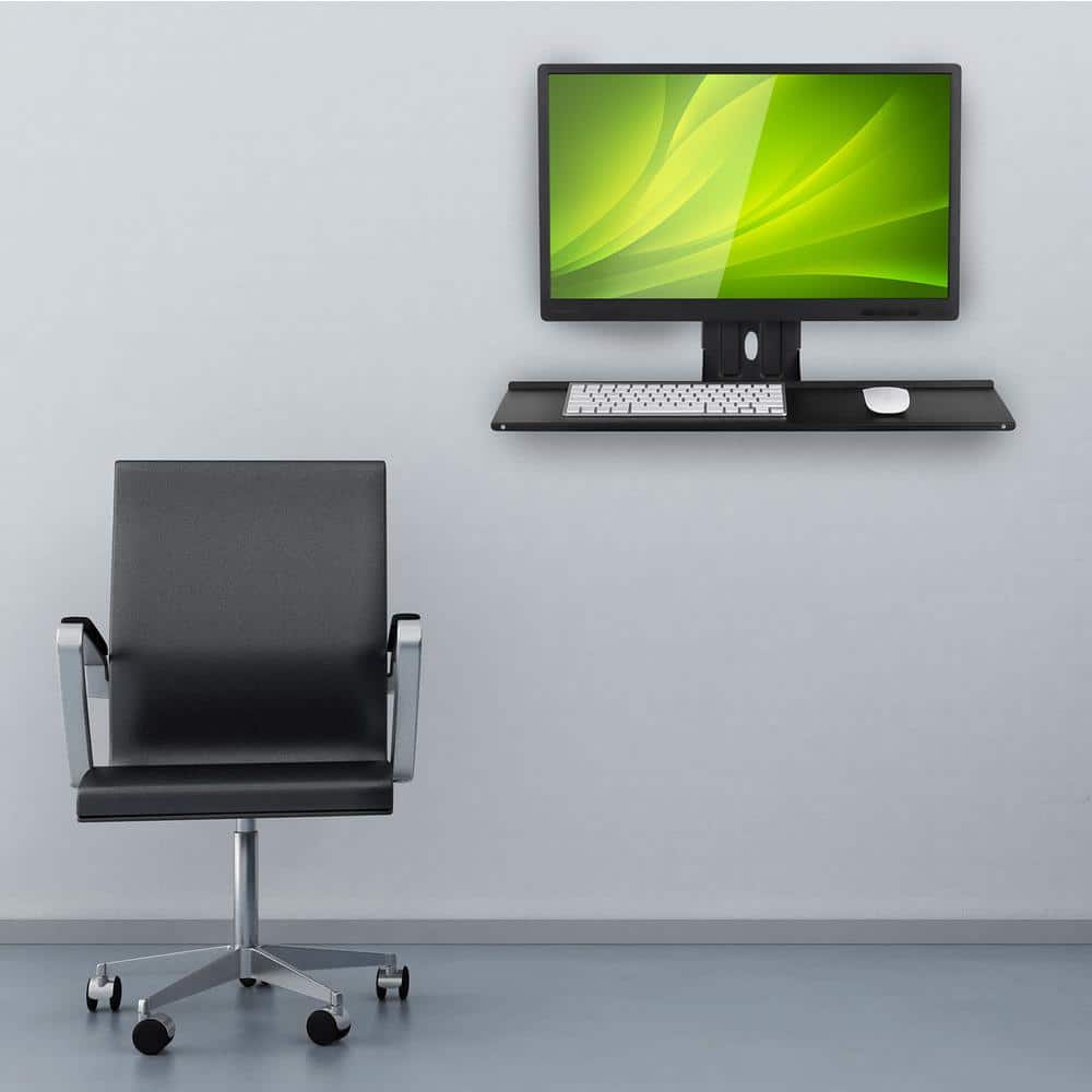 mount-it! 26 in. Rectangular Black Monitor and Keyboard Wall Mount Desk ...