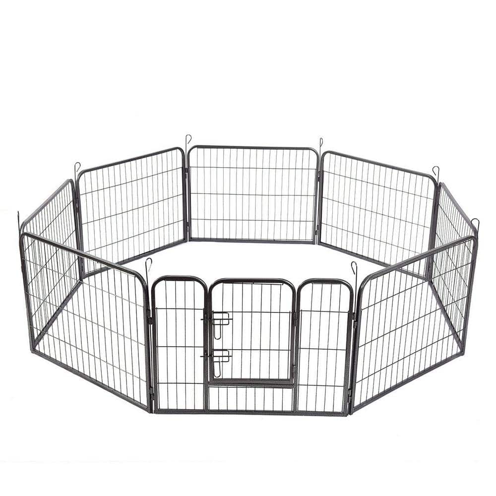 FORCLOVER 48 in. 8 Panel Metal Pet Puppy Dog Kennel Fence Playpen HYP ...
