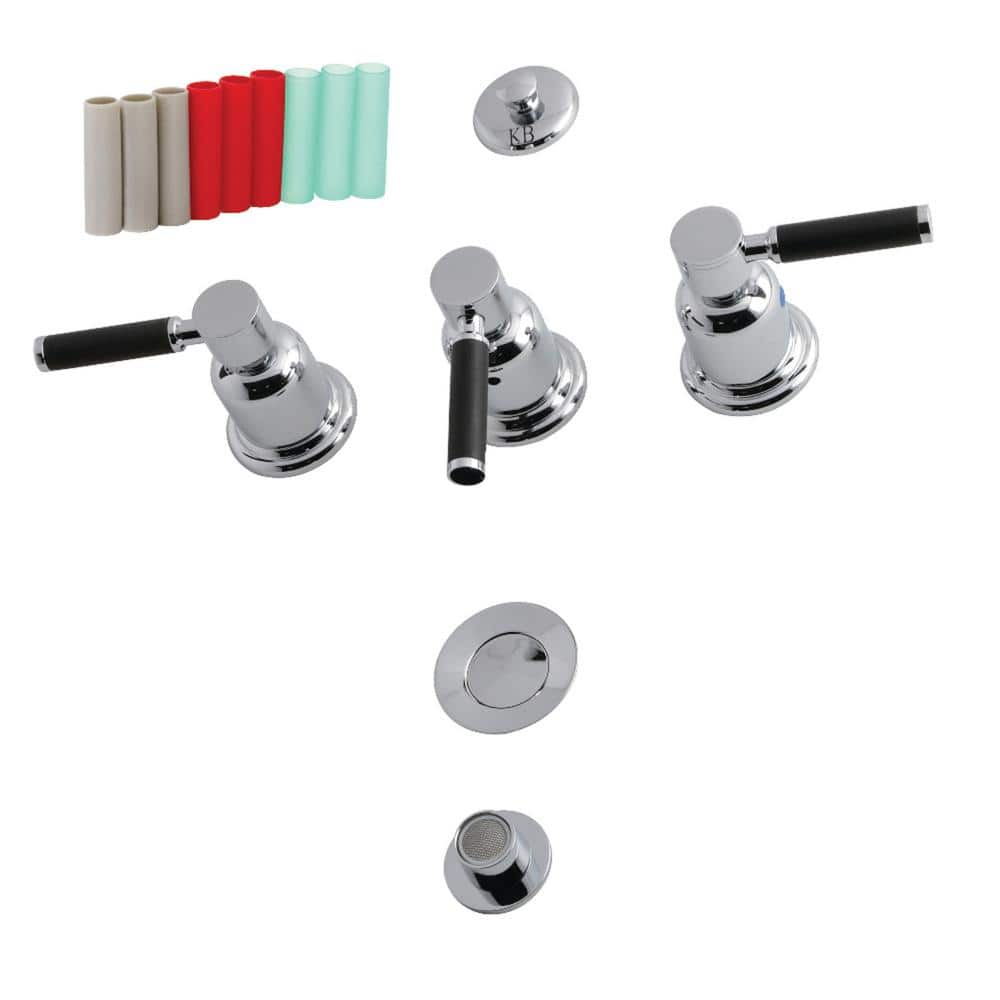 Kingston Brass Kaiser 3-Handle Bidet Faucet with Brass Pop-Up in ...