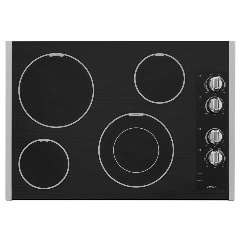Maytag 30 in. Radiant Ceramic Glass Electric Cooktop in Stainless Steel ...