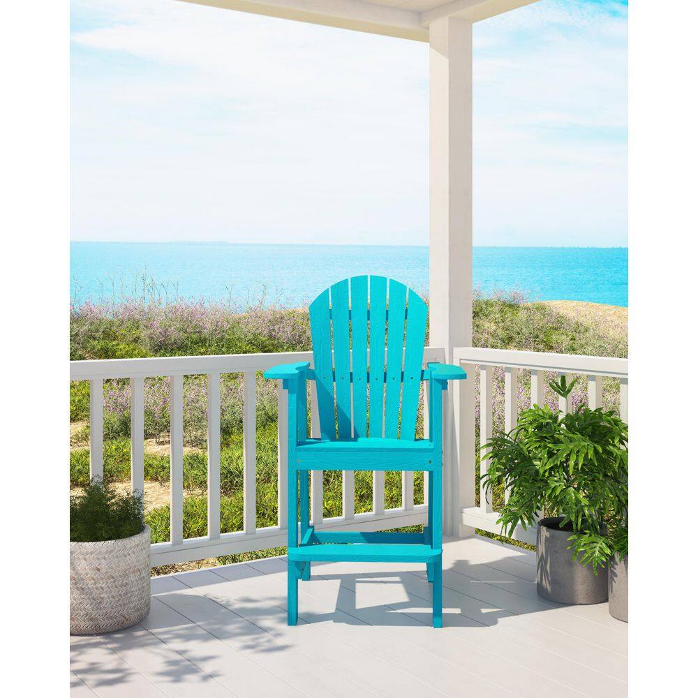 AUTMOON Classic Cyan Tall Balcony Adirondack Chair (1-Pack) WSYZ01-CYAN ...