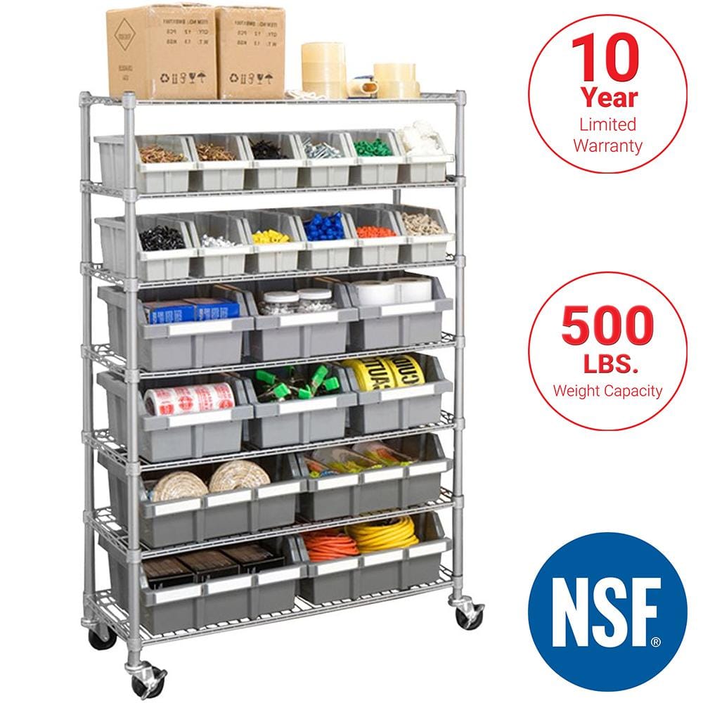 Seville Classics 7-Tier Commercial NSF Certified 22-Bin Rack Storage ...