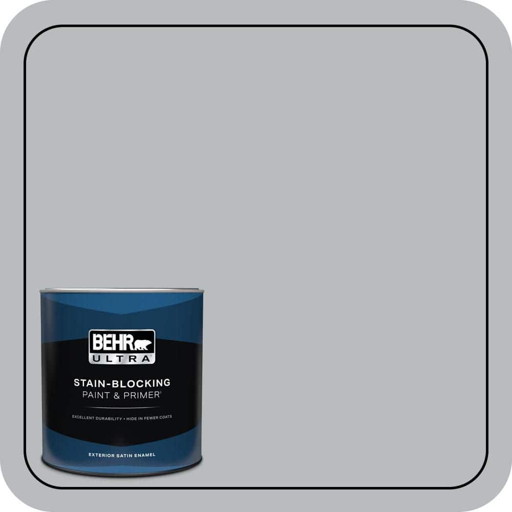 BEHR ULTRA 1 qt. #PPU18-05 French Silver Satin Enamel Exterior Paint ...