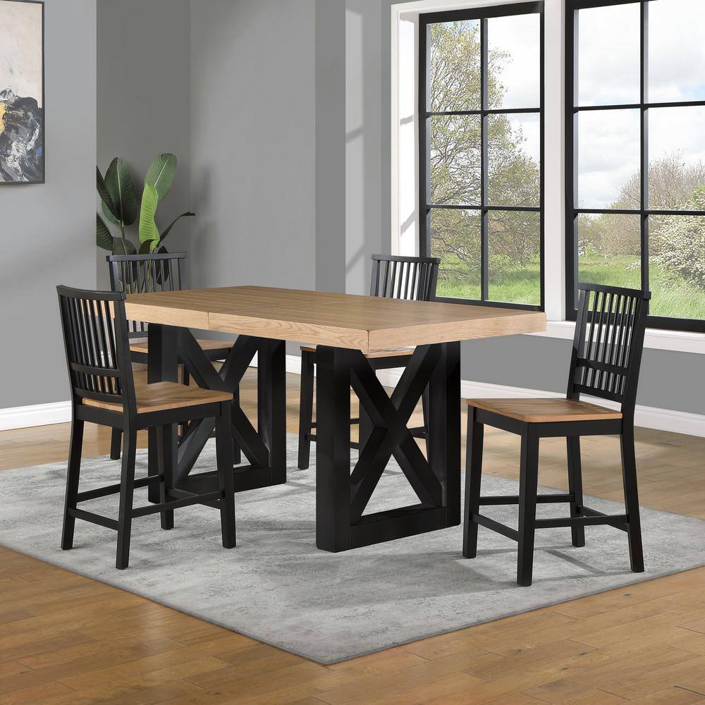 Steve Silver Magnolia 5-Piece Black and Brown Wood Counter Height ...