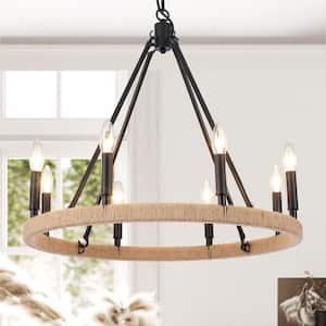 Reviews for ADSENSTY 6-Light Vintage White and Brown Farmhouse Hemp ...