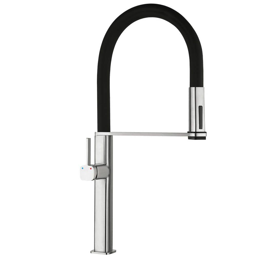 ATKING 22 in. Single Handle Pull Down Sprayer Kitchen Faucet with 360 ...