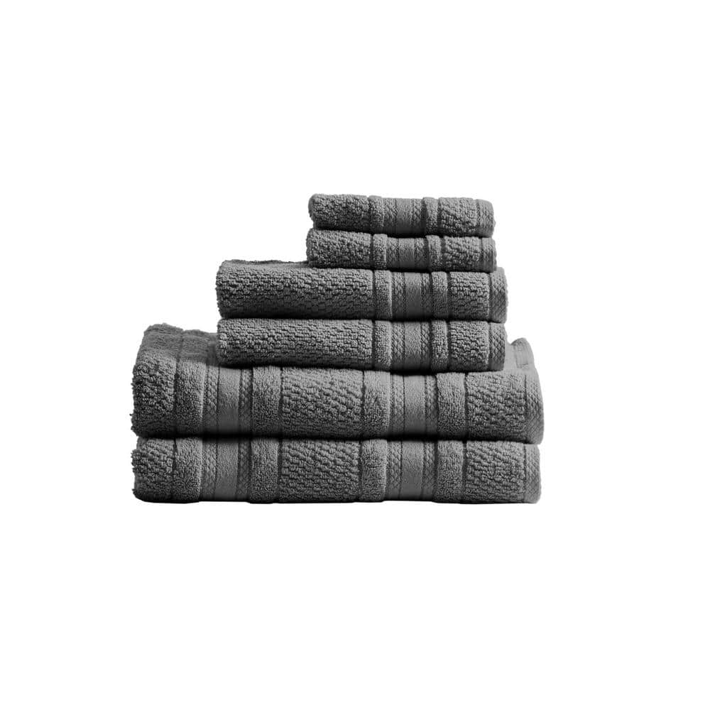 MADISON PARK ESSENTIALS Remy 6-Piece Dark Gray Super Soft Quick Dry ...