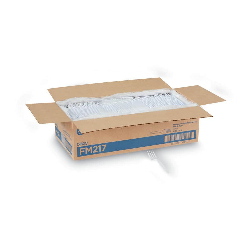 DIXIE Medium Weight Polystyrene Forks in White (1000 Per Case) DXEFM217 ...