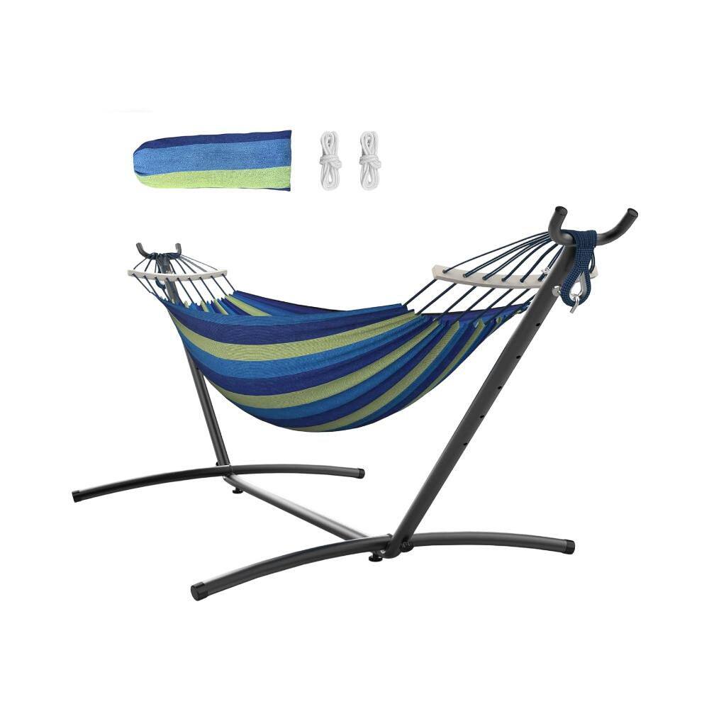 Polyester Cotton Iron Foldable Hammock with Stand for Backyard, Camping ...