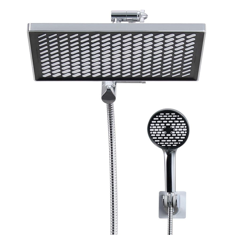 Zalerock Rainfall Shower Head Combo 6-Spray 12 in. Wall Mount Dual ...
