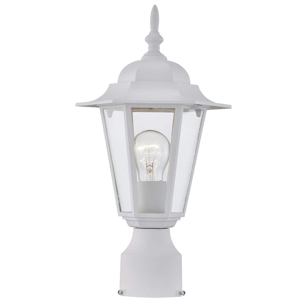 Pia Ricco 1-Light Textured White Outdoor Post Light with Clear Glass ...