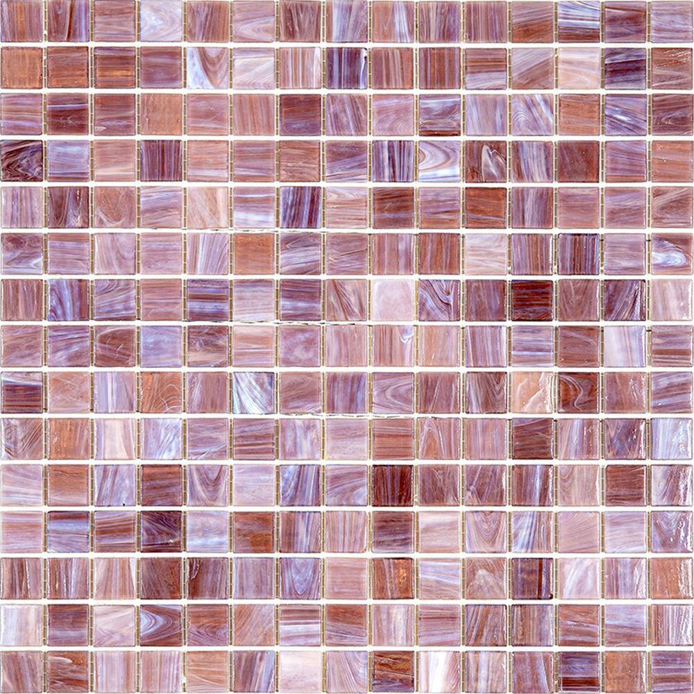 Apollo Tile Celestial Glossy Old Rose Red 12 in. x 12 in. Glass Mosaic ...