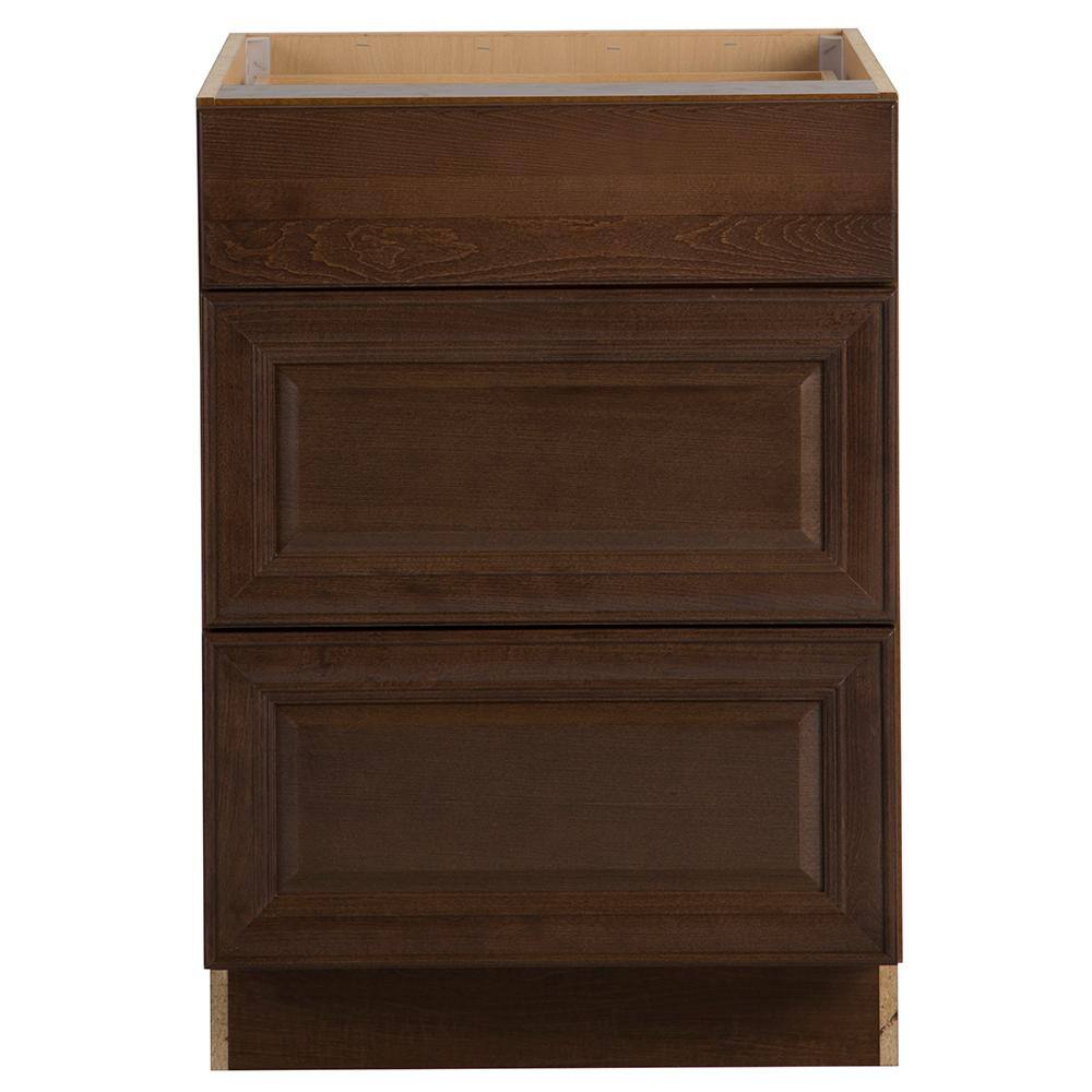 Hampton Bay Benton Assembled 24x34.5x24 in. Base Cabinet with 3-Soft ...