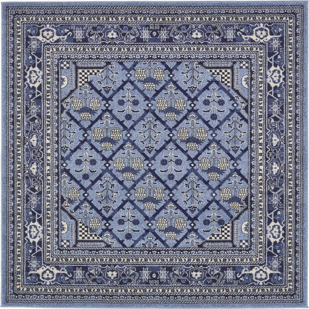 Unique Loom La Jolla Trellis Blue 6' 0 x 6' 0 Square Rug 3133430 - The ...