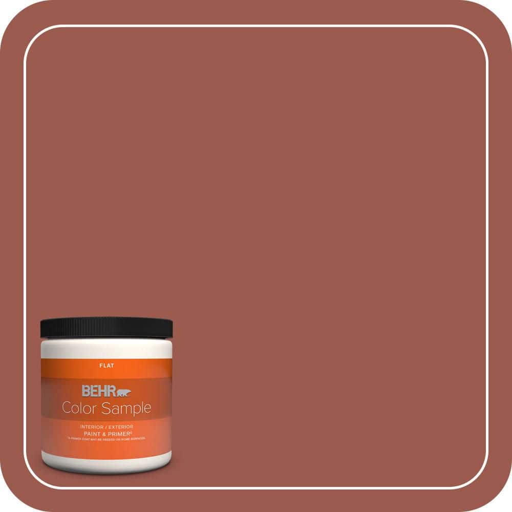 BEHR PREMIUM PLUS 8 oz. #ICC-106 Spicy Cayenne Flat Interior/Exterior ...