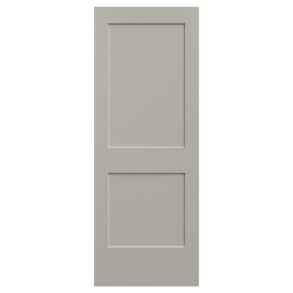JELD-WEN 30 in. x 80 in. Monroe 2-Panel Square Light Gray Painted ...