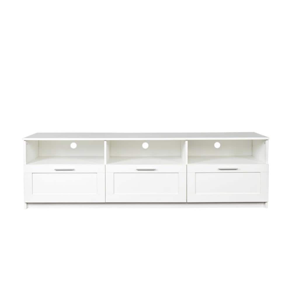 Modern White Wood TV Stand Fits TV's Upto Maximum Television Size 80 in ...