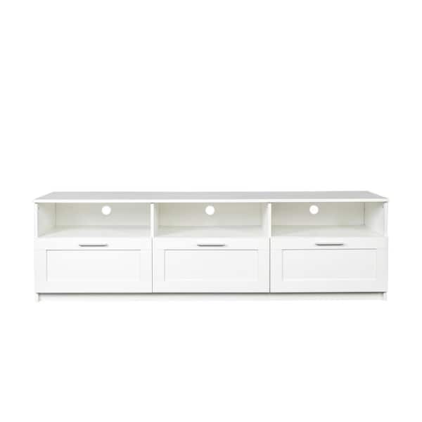 Modern White Wood TV Stand Fits TV's Upto Maximum Television Size 80 in ...