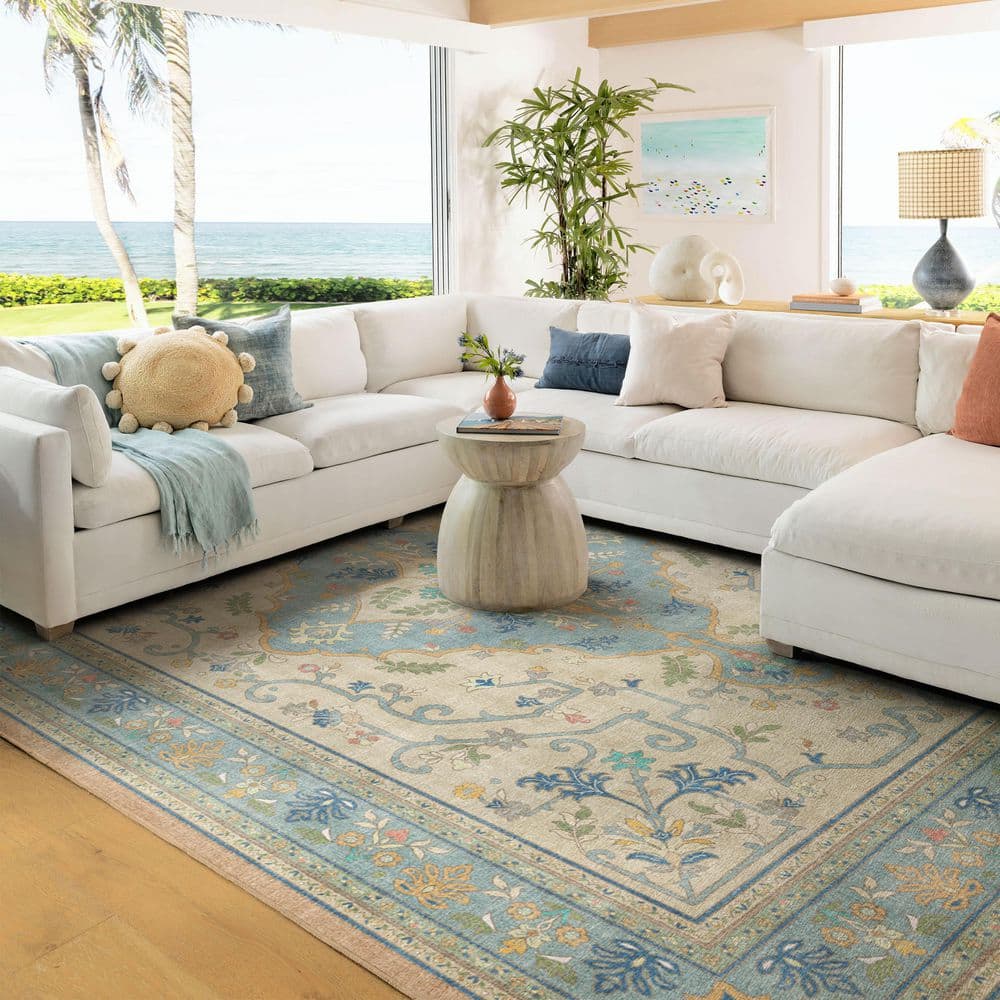 Reviews for Machine with Standard Pad-Tallulah Blue and Ivory 8 ft. x 10 ft. Washable Rug | Pg 2 ...