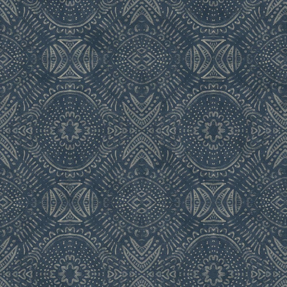 Chesapeake Java Navy Medallion Paper Strippable Roll (Covers 56.4 sq ...