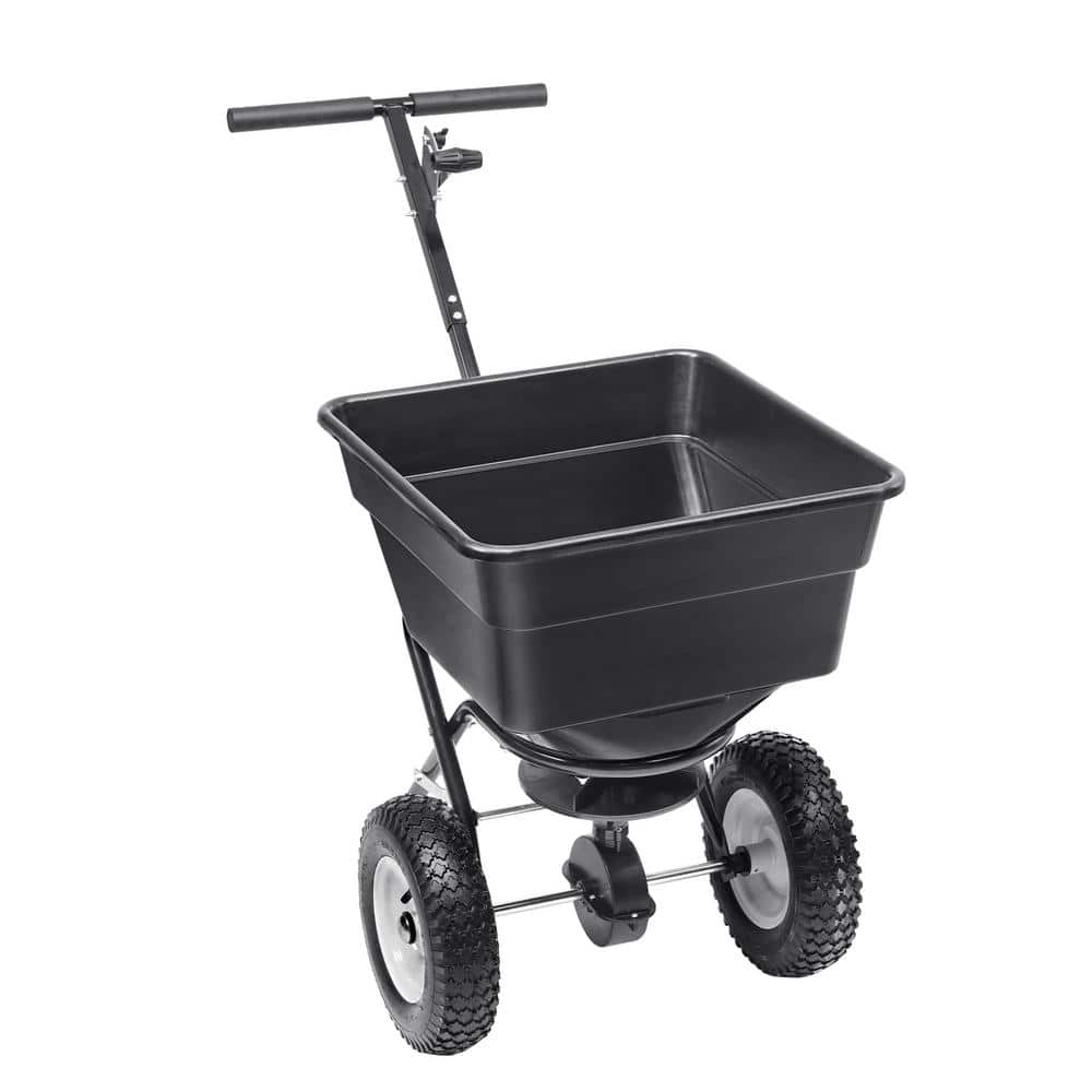 SKYSHALO Broadcast Spreader, 100 lbs. Walk-Behind Turf Spreader with 12 ...