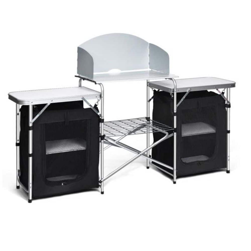 Cisvio Folding Camping Table with Storage Rack D0102HQR08U - The Home Depot