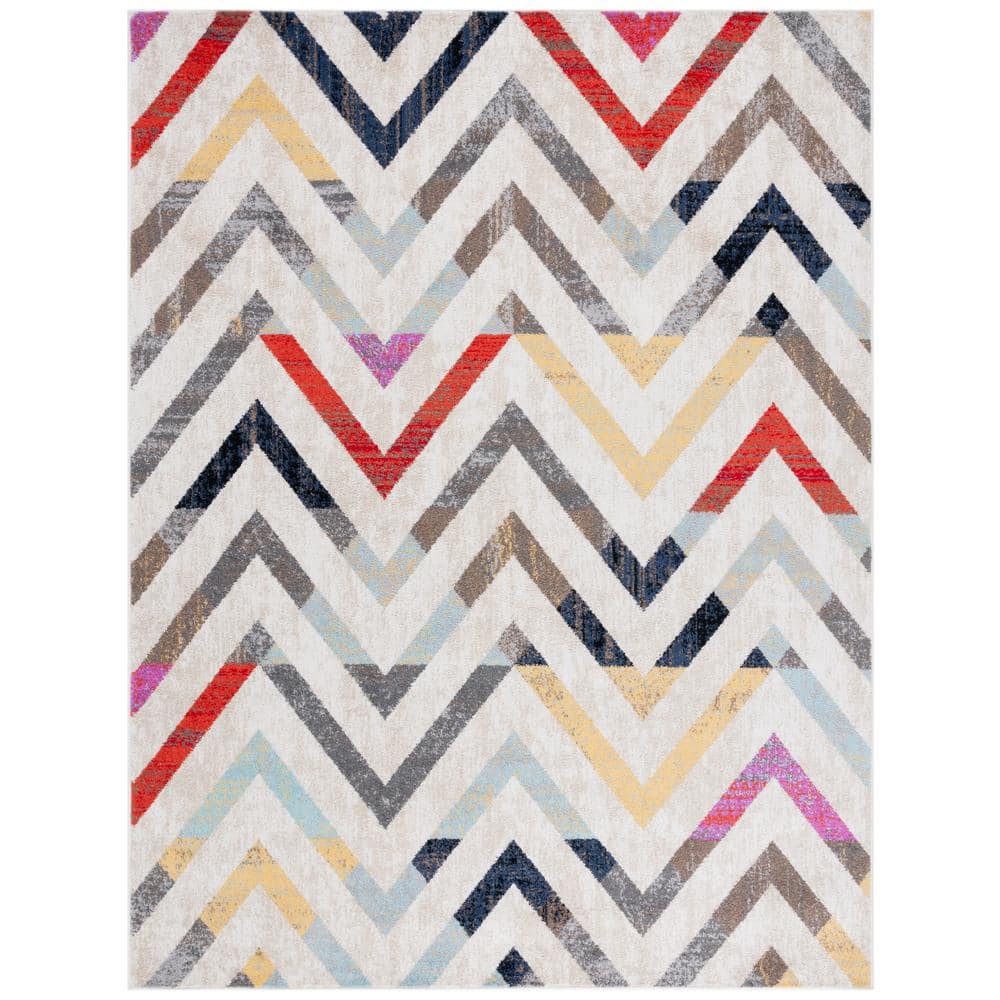 SAFAVIEH Adirondack Ivory/Gray Rust 9 ft. x 12 ft. Contemporary Chevron ...