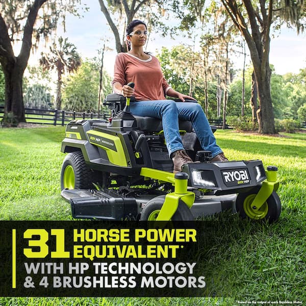 RYOBI 80V HP Brushless 42 in. Battery Electric Cordless Zero Turn Mower with Bagger 2 80V 10 Ah 2 12 Ah 40V Batteries RYRM8021 ACRM013 The Home Depot