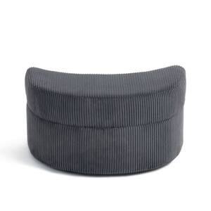 Uixe Modern Gray Chenille Half Crescent Moon Storage Ottoman (Set of 1 ...