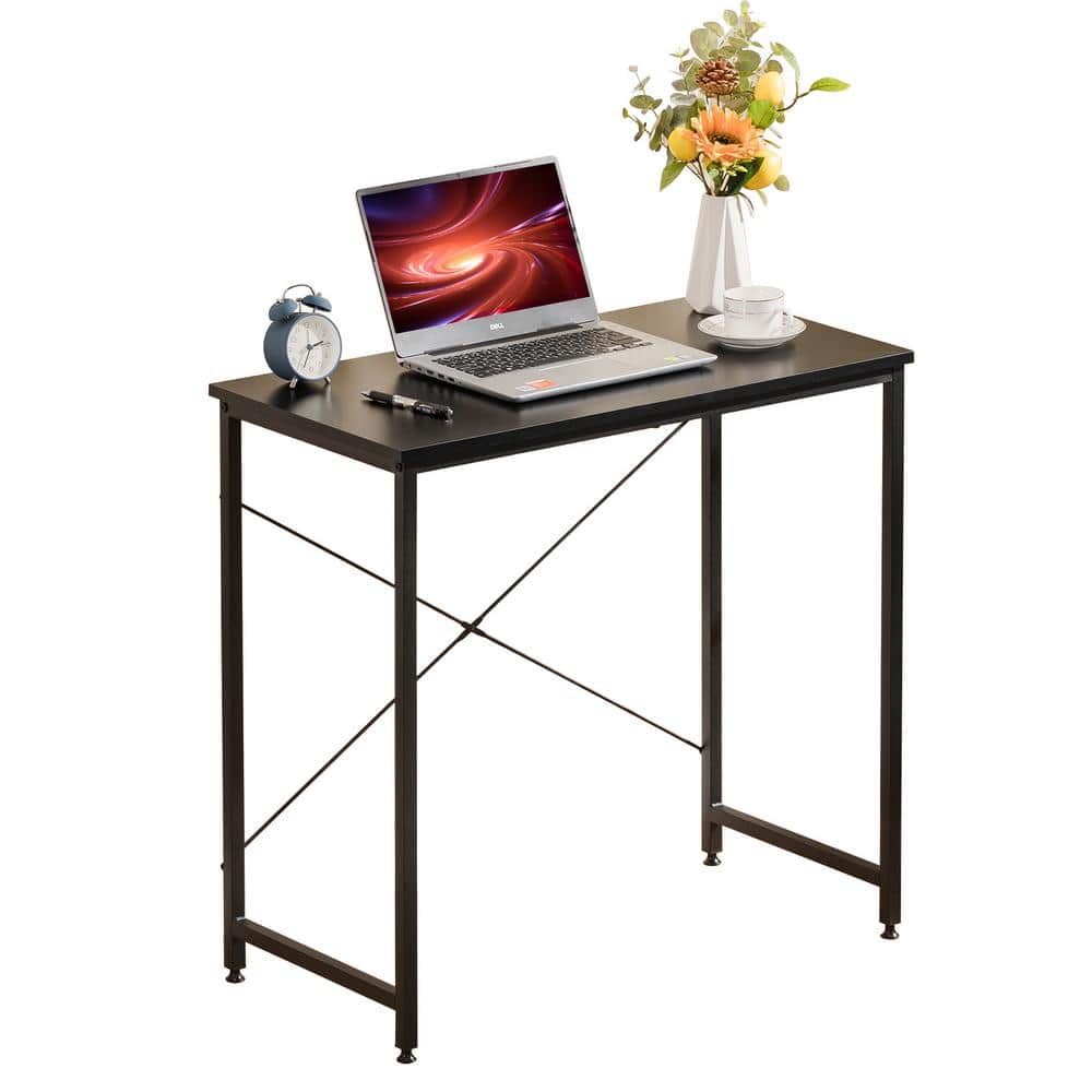 ComHoma 32 in. W Computer Desk Black Office Desk with Metal Legs Modern ...