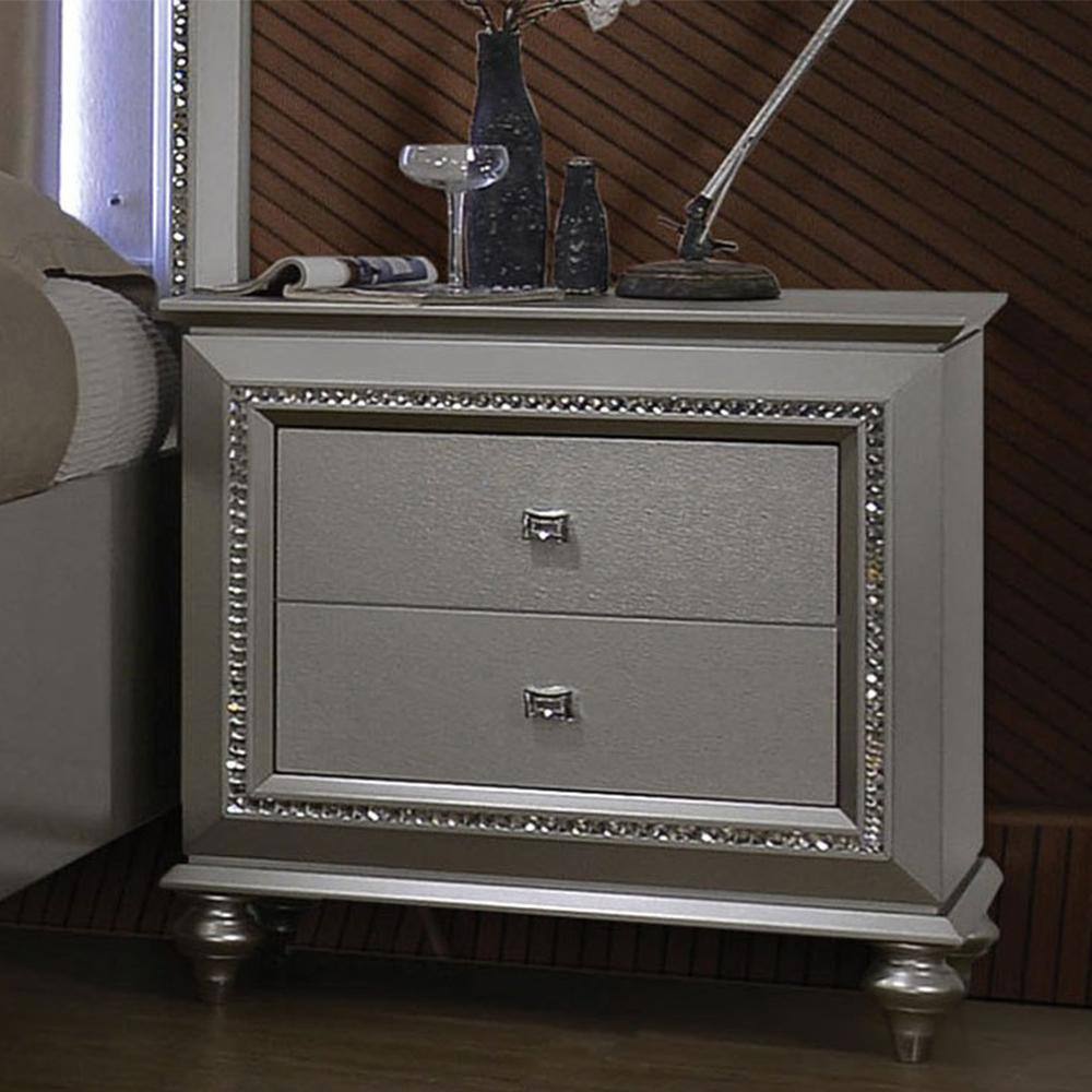 Acme Furniture Kaitlyn 2-Drawer Champagne Nightstand 30 in. x 18 in. x ...