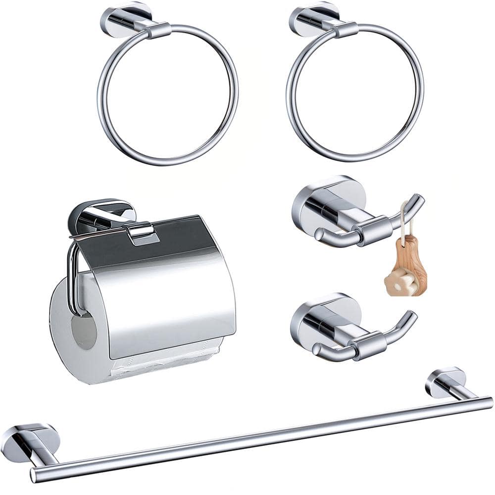 ruiling Wall Mounted 6-Piece Bath Hardware Set with Towel Bar Hand ...