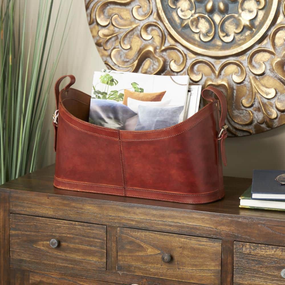 Litton Lane Brown Handmade Box Style Standing Magazine Holder with ...