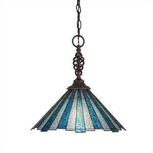 Bridgewater 100-Watt 1-Light Dark Granite Shaded Pendant Light with 16 ...