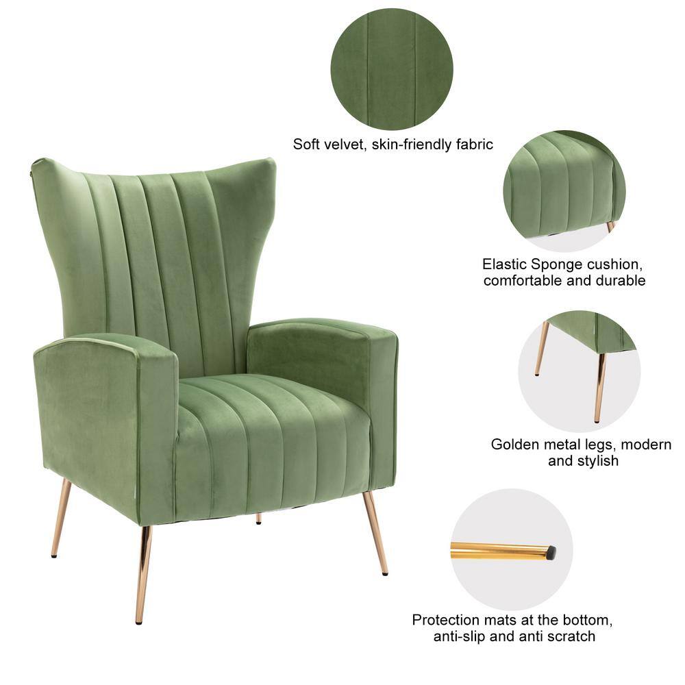 Buy Green Velvet Wingback Chair with Golden Legs Online at Lowest Price ...