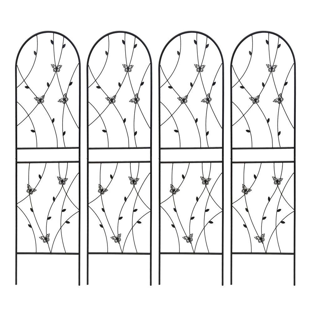 Manhattan 71 in. Iron Garden Trellis with Delicate Butterfly Design and ...