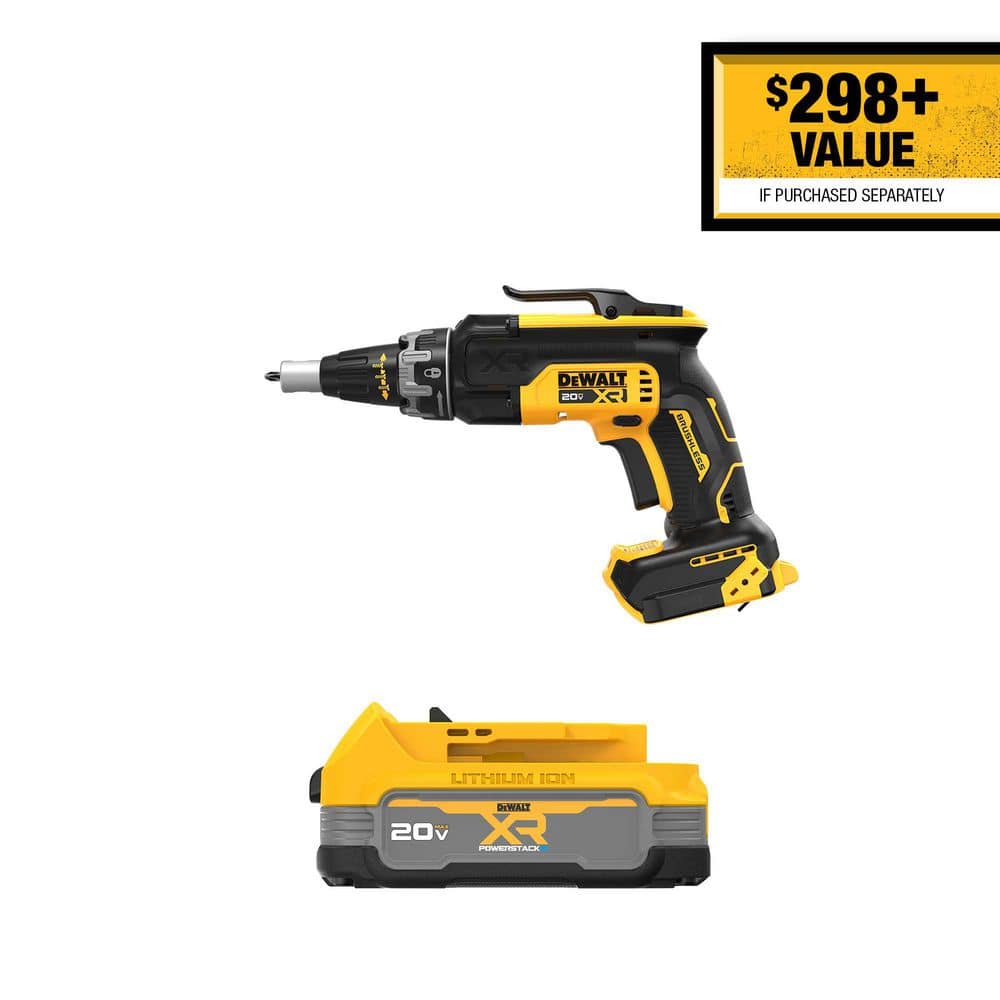 DEWALT XR 20-Volt MAX Lithium-Ion Cordless Brushless Screw Gun with 20 ...