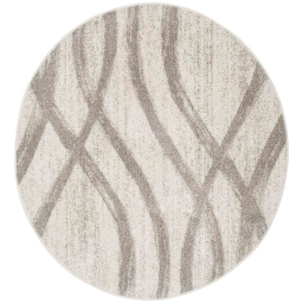 SAFAVIEH Adirondack Cream/Gray 6 ft. x 8 ft. Waves Oval Area Rug ...
