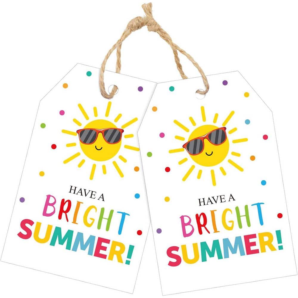 Summer Gift Tags with String 3.3x2.1 in Writable Paper Hangtags 50 Pcs ...