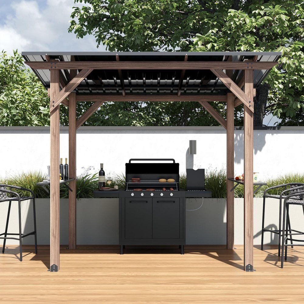 FUFU&GAGA 8.6 ft. x 5 ft. Modern Shade Grill Gazebo, Cedar Wood Gazebo ...