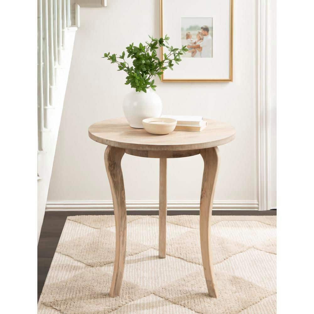 Kate and Laurel Mariona 26 in. Natural Round Solid Wood Console Table ...