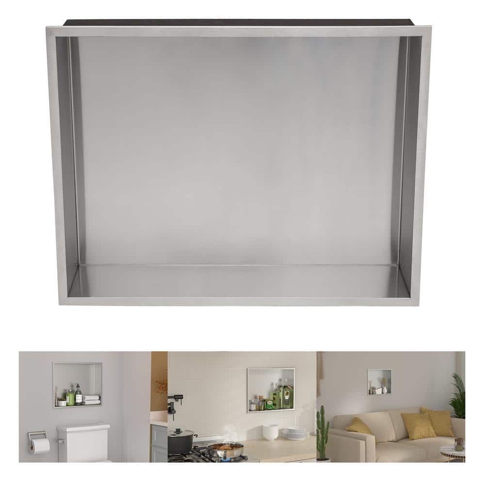 LORDEAR 19 in. W x 15 in. H x 4 in. D Stainless Steel Shower Niche in ...