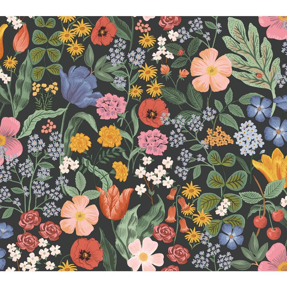 RIFLE PAPER CO. Blossom Black Matte Non-Pasted Wallpaper RF7491 - The ...