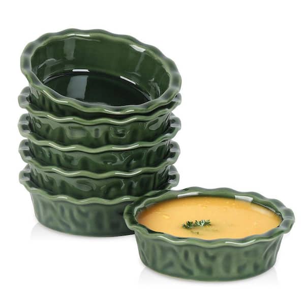 JFVKAF 6-Piece Round Ceramic Deep Dish Pie Pan Set with Nonstick Glaze ...