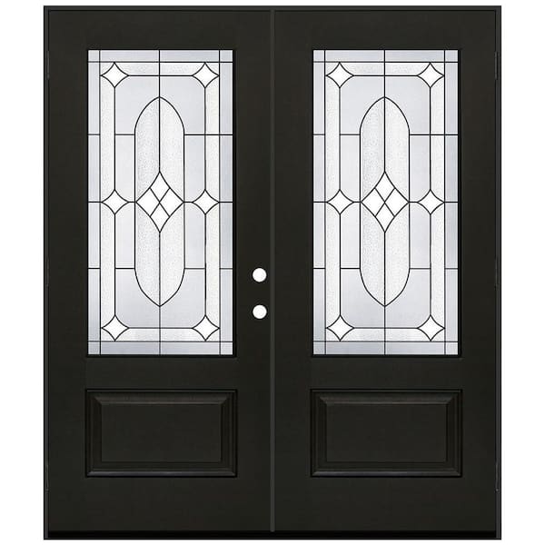 Steves & Sons Regency 72 in. x 80 in. 3/4L Axis Glass RHIS Onyx Stain ...