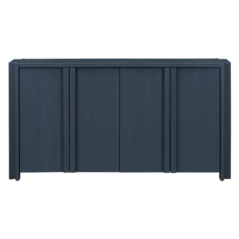 60 in. W x 16 in. D x 32 in. H Navy Blue Linen Cabinet with 4-Doors ...