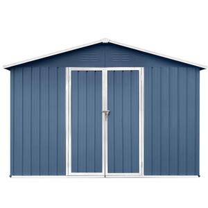 Blue 12 ft. W x 10 ft. D Outdoor Metal Storage Shed Waterproof Garden ...