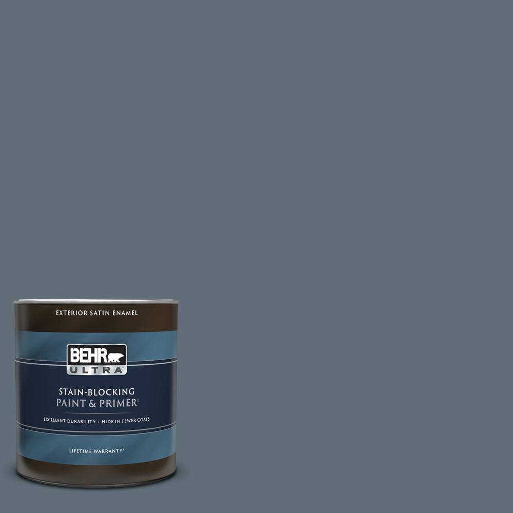 BEHR ULTRA 1 qt. #N480-6 NYPD Satin Enamel Exterior Paint & Primer ...
